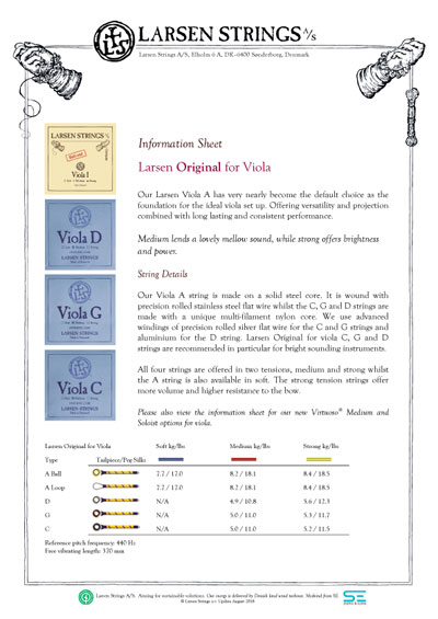 Larsen Original Viola Strings for Orchestral Performance. Larsen Original Viola Strings for Orchestral Performance.