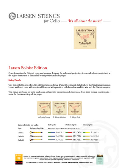 Larsen Strings Soloist Edition Orchestral Cello Strings