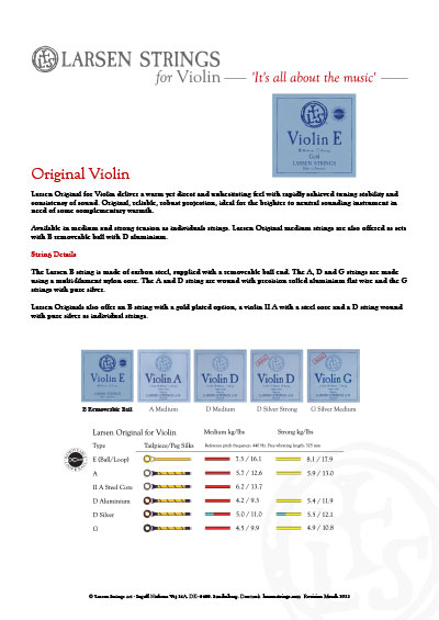 Larsen Original Violin Strings Made with Love and Passion